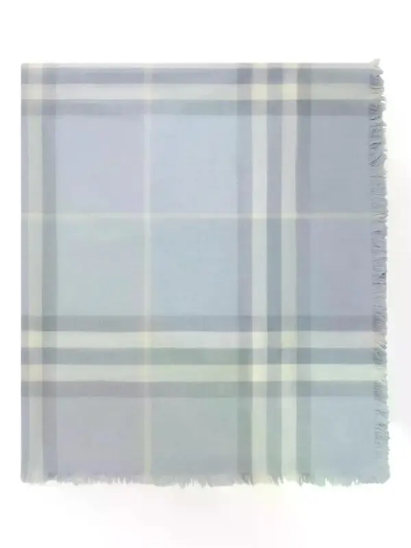 Burberry Checked Wool Scarf - Blue
