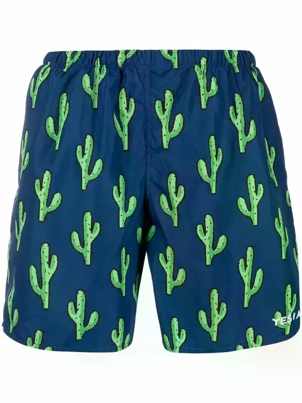 YES I AM Cactus-print Swim Shorts - Blue