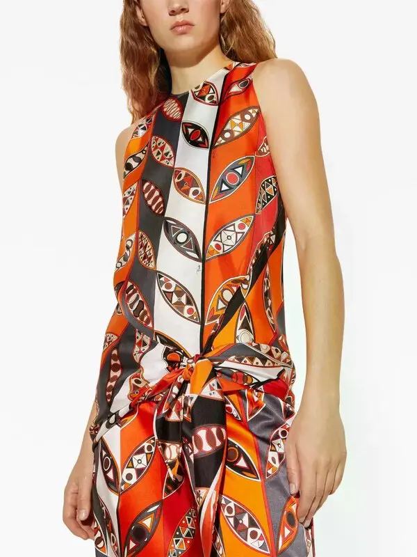 Emilio Pucci Graphic-print Sleeveless Blouse