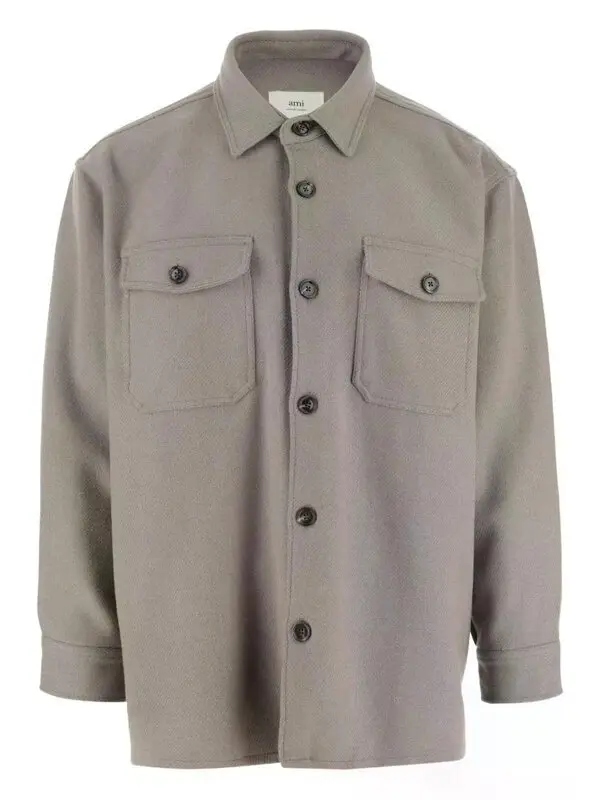 AMI Paris Spread-collar Wool-blend Shirt Jacket
