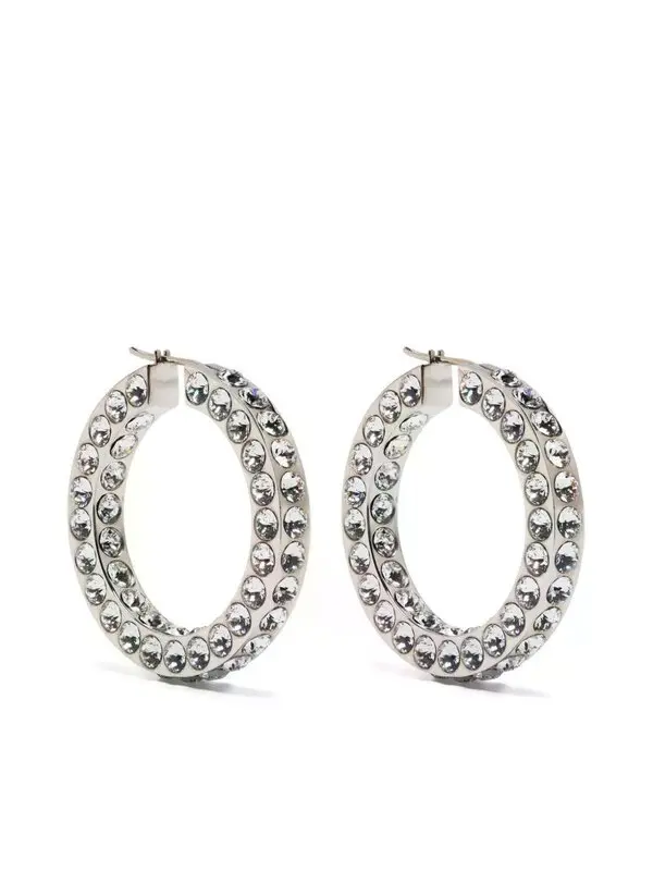 Amina Muaddi Jahleel Crystal-embellished Hoop Earrings - Silver