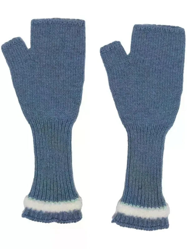 BARRIE Fingerless Knit Gloves - Blue