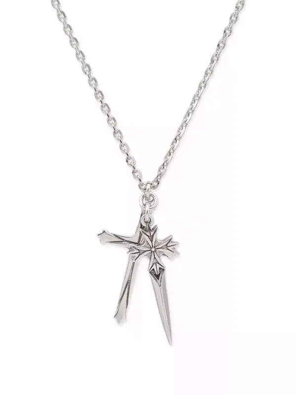 Emanuele Bicocchi Pugnale And Cross Pendant Necklace - Silver
