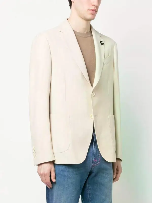 LARDINI Woven Single-breasted Blazer - Brown