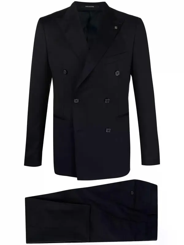Tagliatore Fitted Double-breasted Suit - Blue