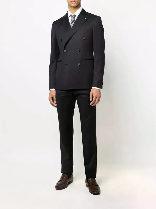 Tagliatore Fitted Double-breasted Suit - Blue
