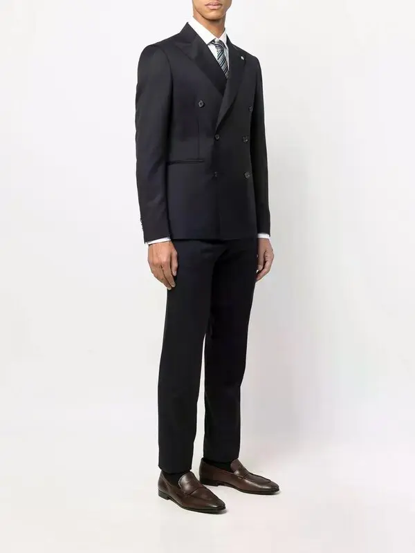 Tagliatore Fitted Double-breasted Suit - Blue