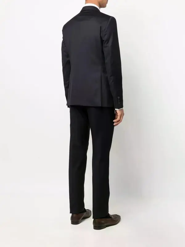 Tagliatore Fitted Double-breasted Suit - Blue