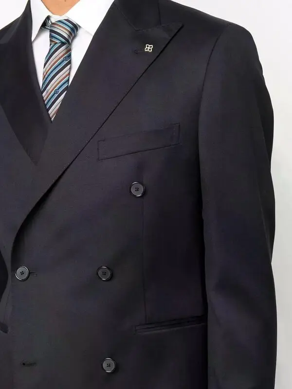 Tagliatore Fitted Double-breasted Suit - Blue