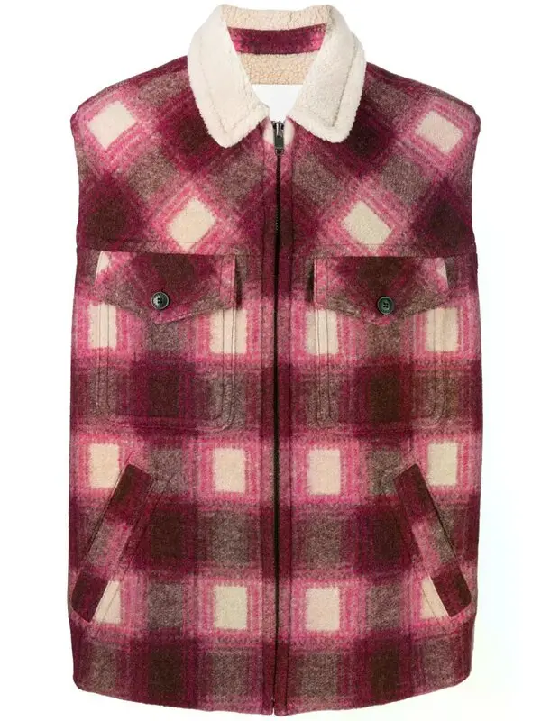 MARANT Isabel Kiran Check-pattern Gilet - Red