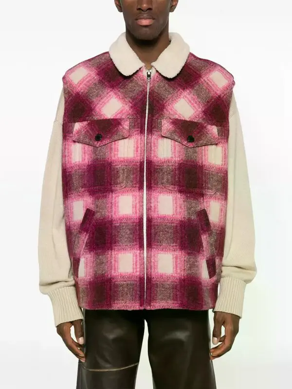 MARANT Isabel Kiran Check-pattern Gilet - Red