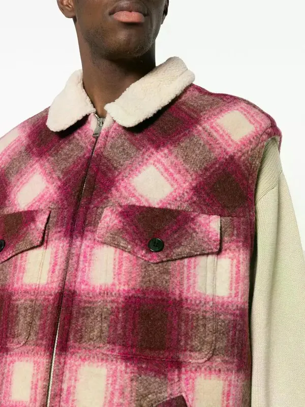 MARANT Isabel Kiran Check-pattern Gilet - Red