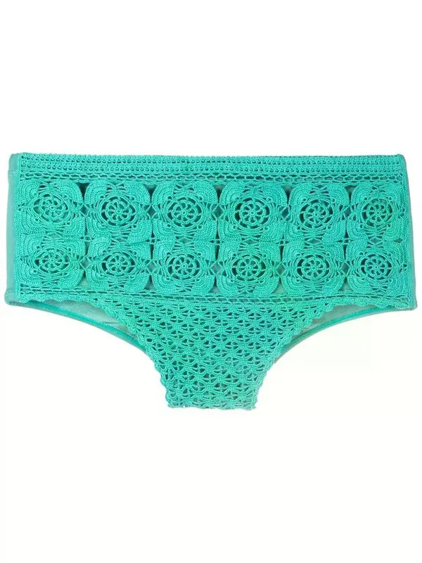AMIR SLAMA Crochet Knit Swim Trunks - Green