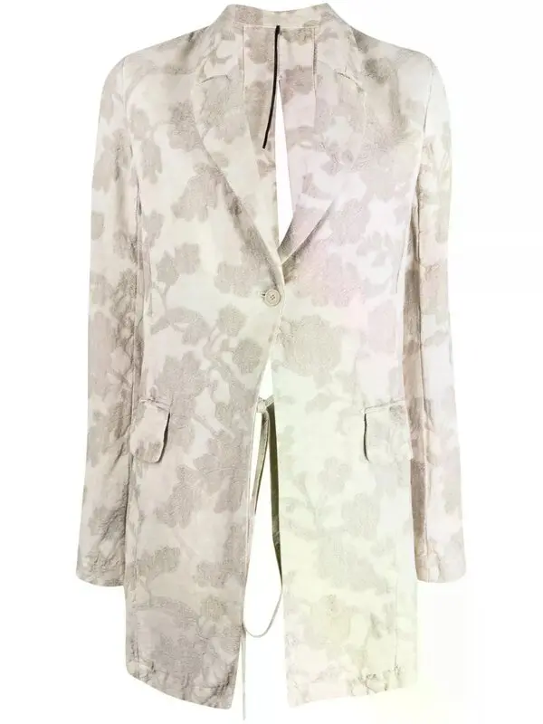 Masnada Embroidered Floral Linen Blazer