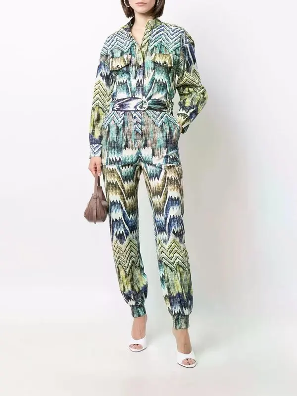 Chufy Patterned Belted Jumpsuit