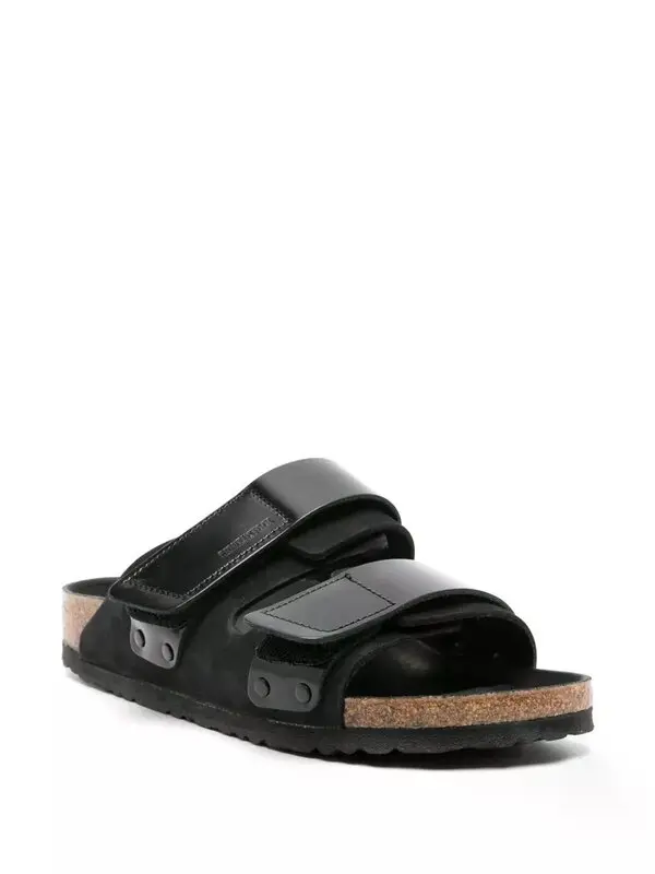 BIRKENSTOCK Uji Leather Slides - Black