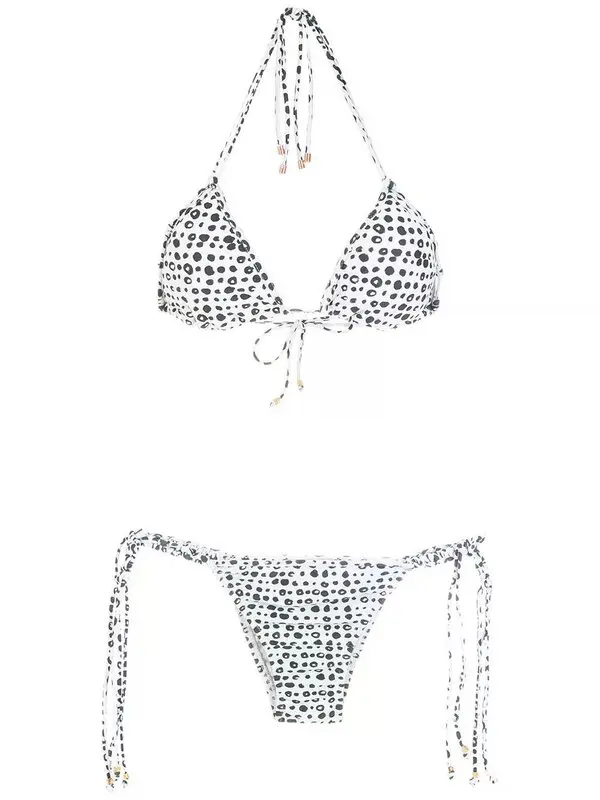 AMIR SLAMA Polka Dot-print Triangle Bikini - Neutrals