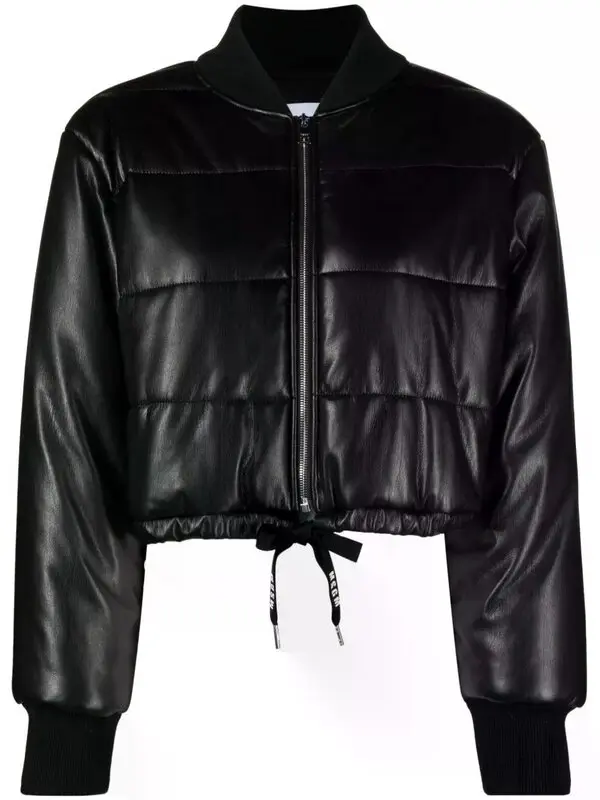 MSGM Padded Cropped Faux-leather Jacket