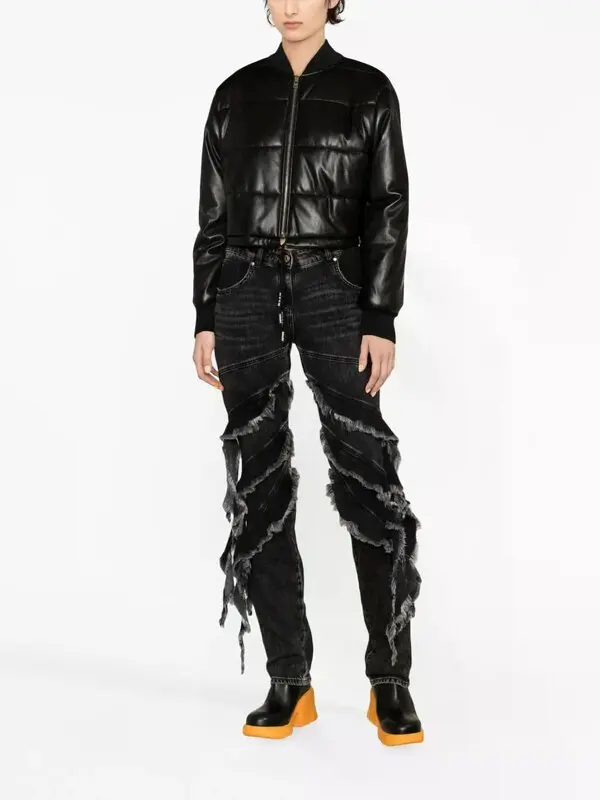 MSGM Padded Cropped Faux-leather Jacket