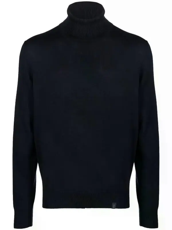 FAY Roll-neck Virgin Wool Sweater - Blue