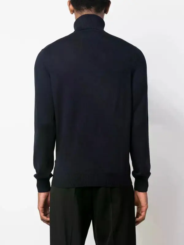 FAY Roll-neck Virgin Wool Sweater - Blue