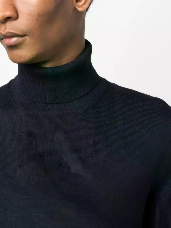 FAY Roll-neck Virgin Wool Sweater - Blue