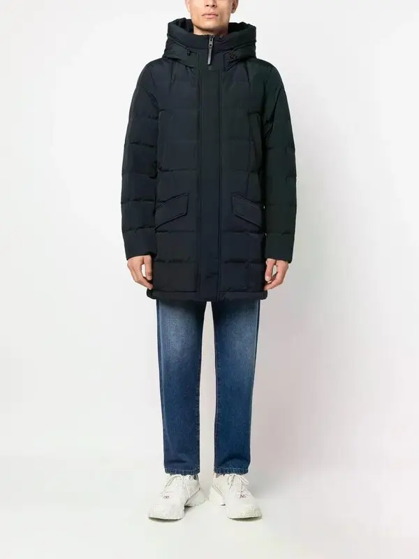 Woolrich Funnel Neck Padded Coat - Blue