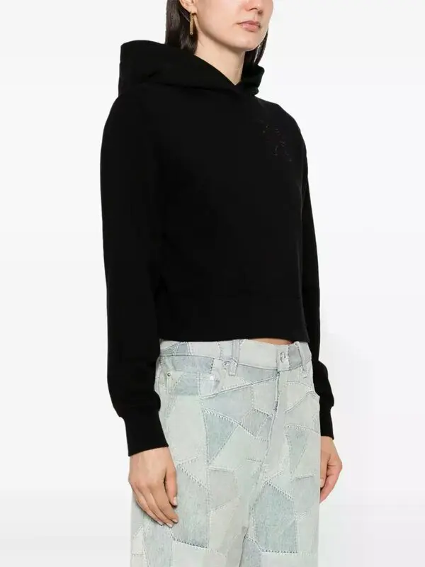 Palm Angels Logo Embroidered Cotton Hoodie