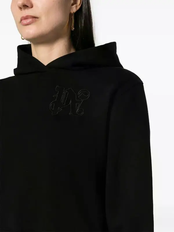 Palm Angels Logo Embroidered Cotton Hoodie