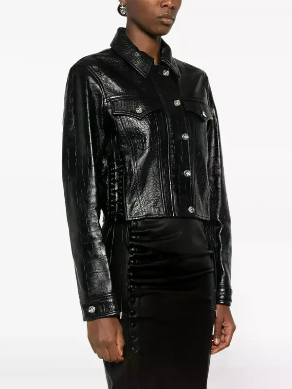 Rabanne Crocodile-embossed Leather Jacket