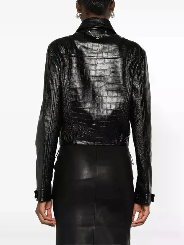 Rabanne Crocodile-embossed Leather Jacket
