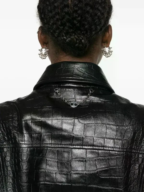 Rabanne Crocodile-embossed Leather Jacket