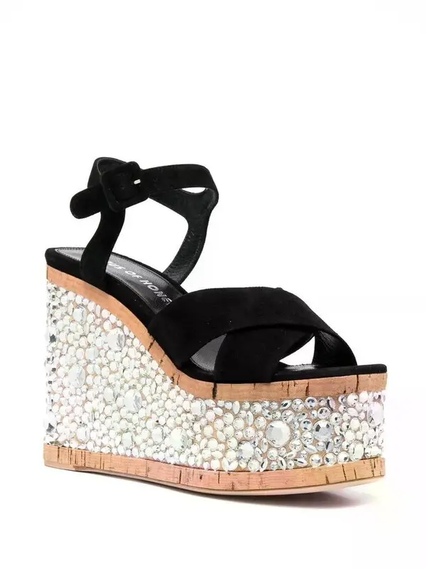 HAUS OF HONEY Crystal-embellished Wedge Sandals