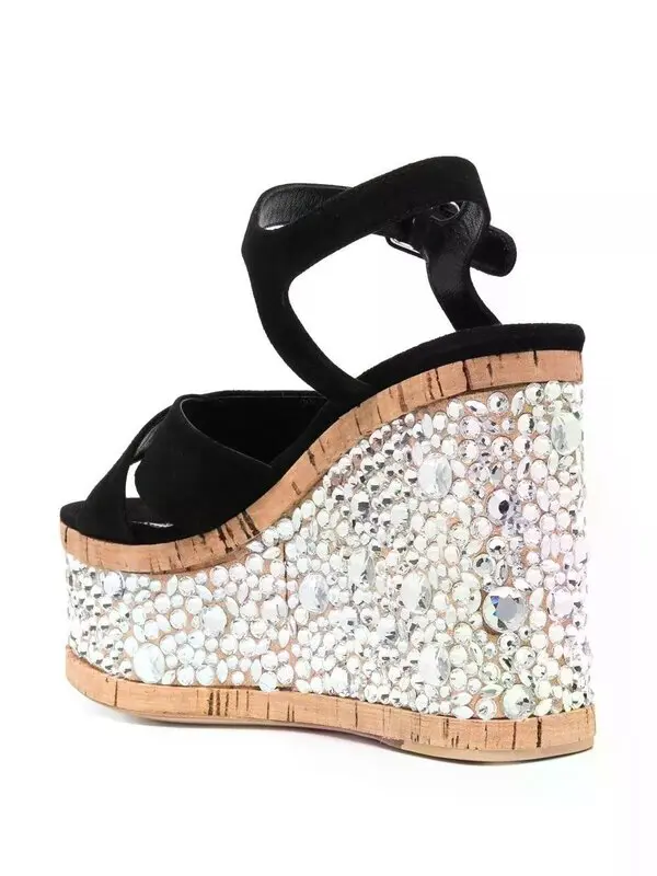HAUS OF HONEY Crystal-embellished Wedge Sandals