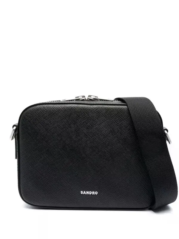 Sandro Small Saffiano Leather Camera Bag - Black