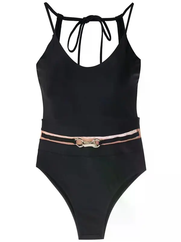 AMIR SLAMA Belted Open Back One-piece - Black