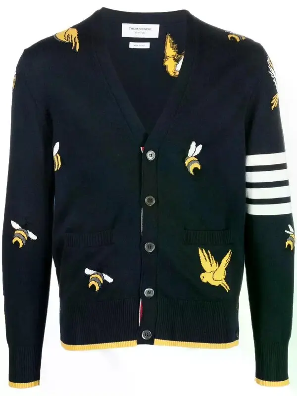 Thom Browne 4-bar Stripe Cardigan - Blue