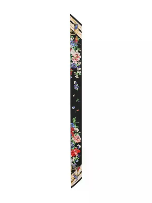 Dolce & Gabbana Silk Twill Headscarf With Floral Print - Black
