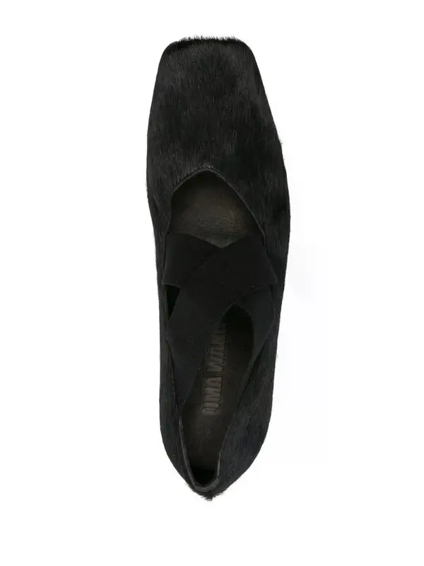 UMA WANG Brushed-effect Leather Ballerina Shoes - Black