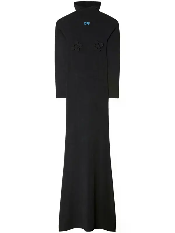 Off-White Floral-appliqué Hooded Dress