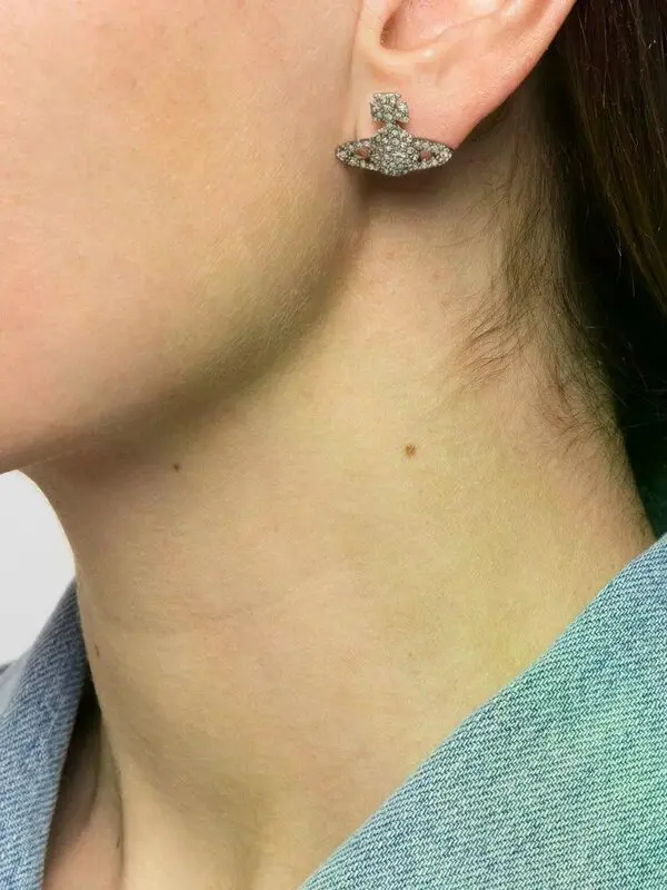 VIVIENNE WESTWOOD Crystal-embellished Logo Stud Earrings - Silver