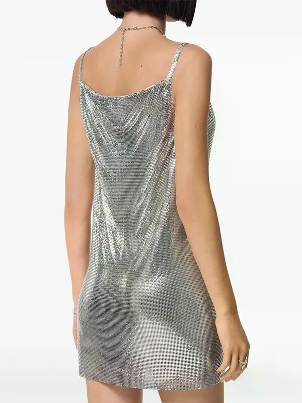 Versace Sleeveless Mini Dress With Medusa '95 Hardware - Silver