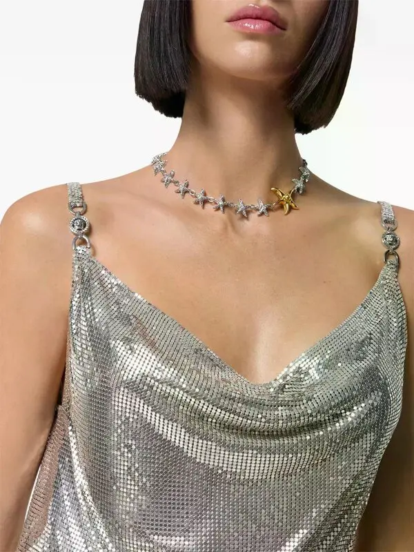 Versace Sleeveless Mini Dress With Medusa '95 Hardware - Silver