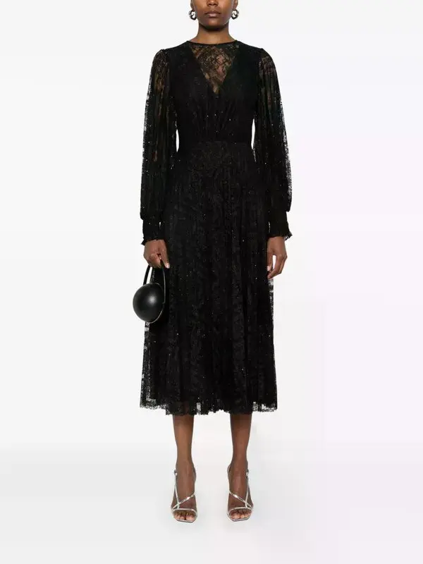 NISSA Floral-lace Midi Dress