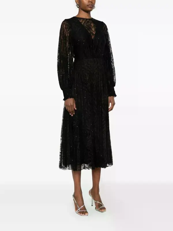 NISSA Floral-lace Midi Dress