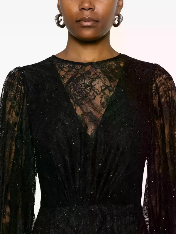 NISSA Floral-lace Midi Dress