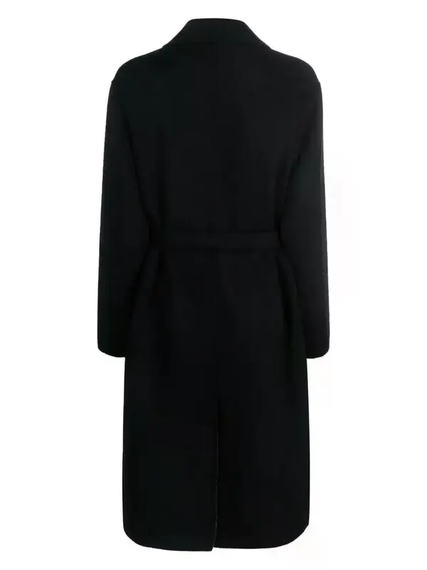 BOSS Monogram-jacquard Belted Wool-blend Coat