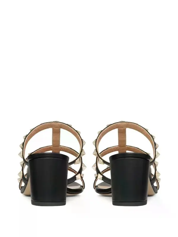 Valentino Garavani Rockstud Calfskin Leather Slide Sandal 60 Mm - Black