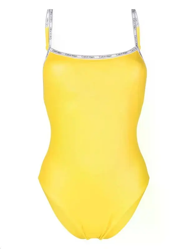 Calvin Klein Logo-print Strap Swimsuit - Yellow