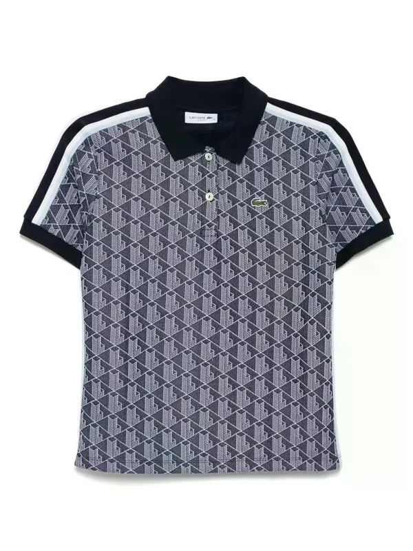 Lacoste Monogram Jacquard Polo Top - Blue